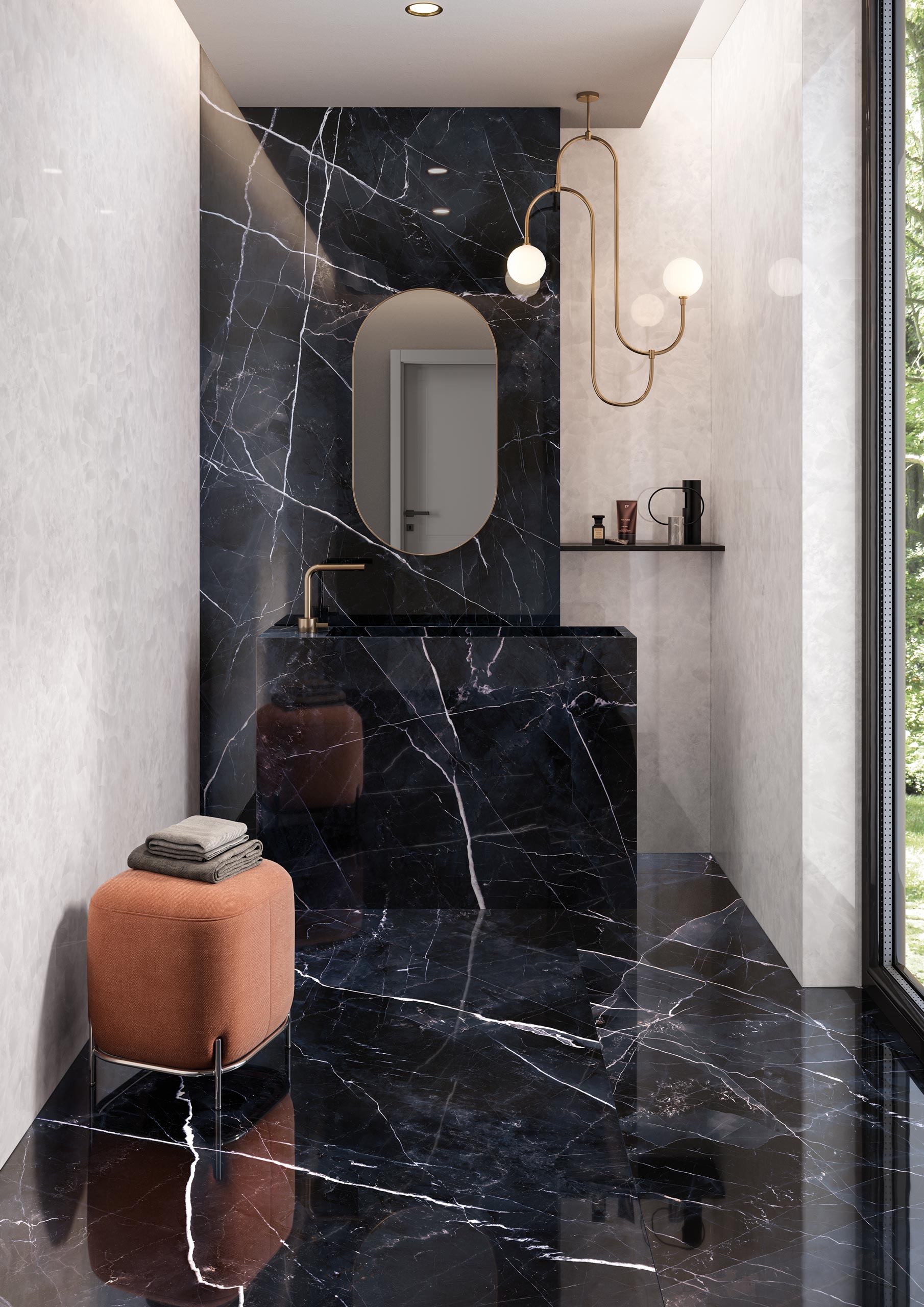 Black Calacatta - Natural is a black Italian porcelain tile.