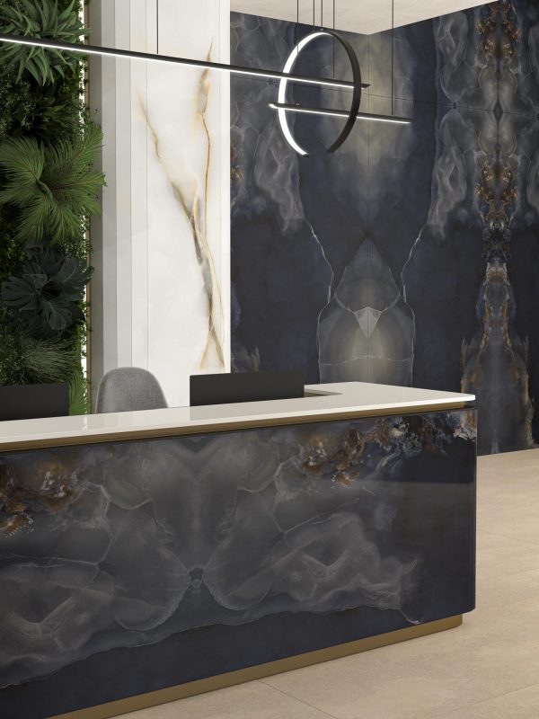 Introducing Bookmatch Bliss. A new marble-effect porcelain tile from Italy.