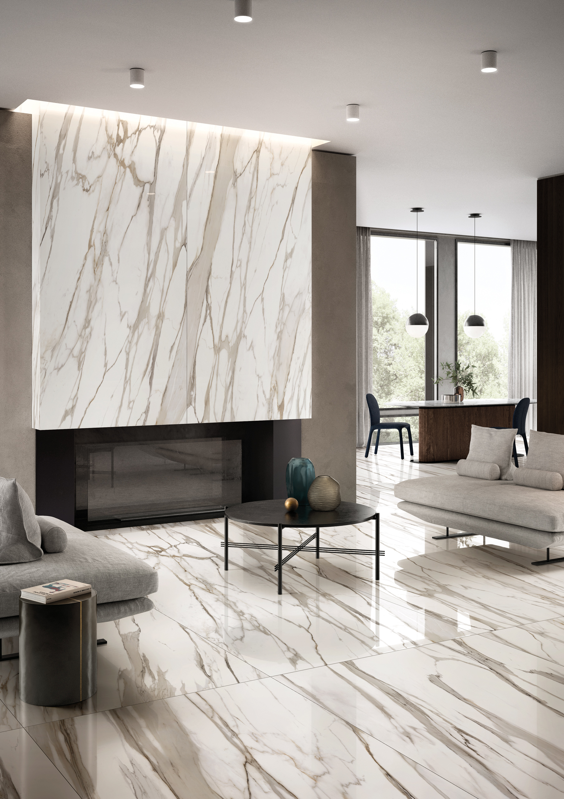 Introducing Via Marmi. A new marble-effect porcelain tile from Italy.
