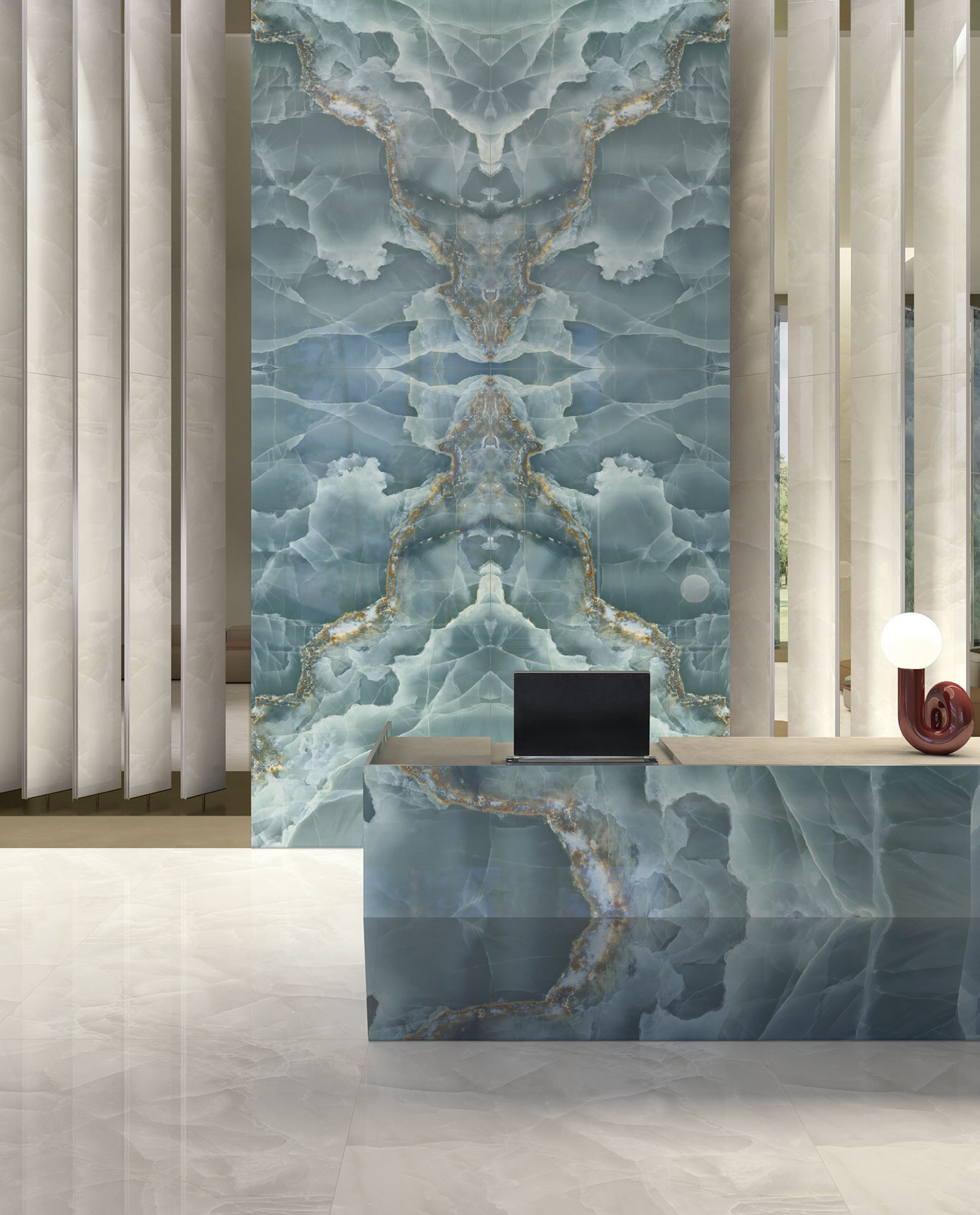 Elevate your space with the powerful impact of porcelain bookmatched ...