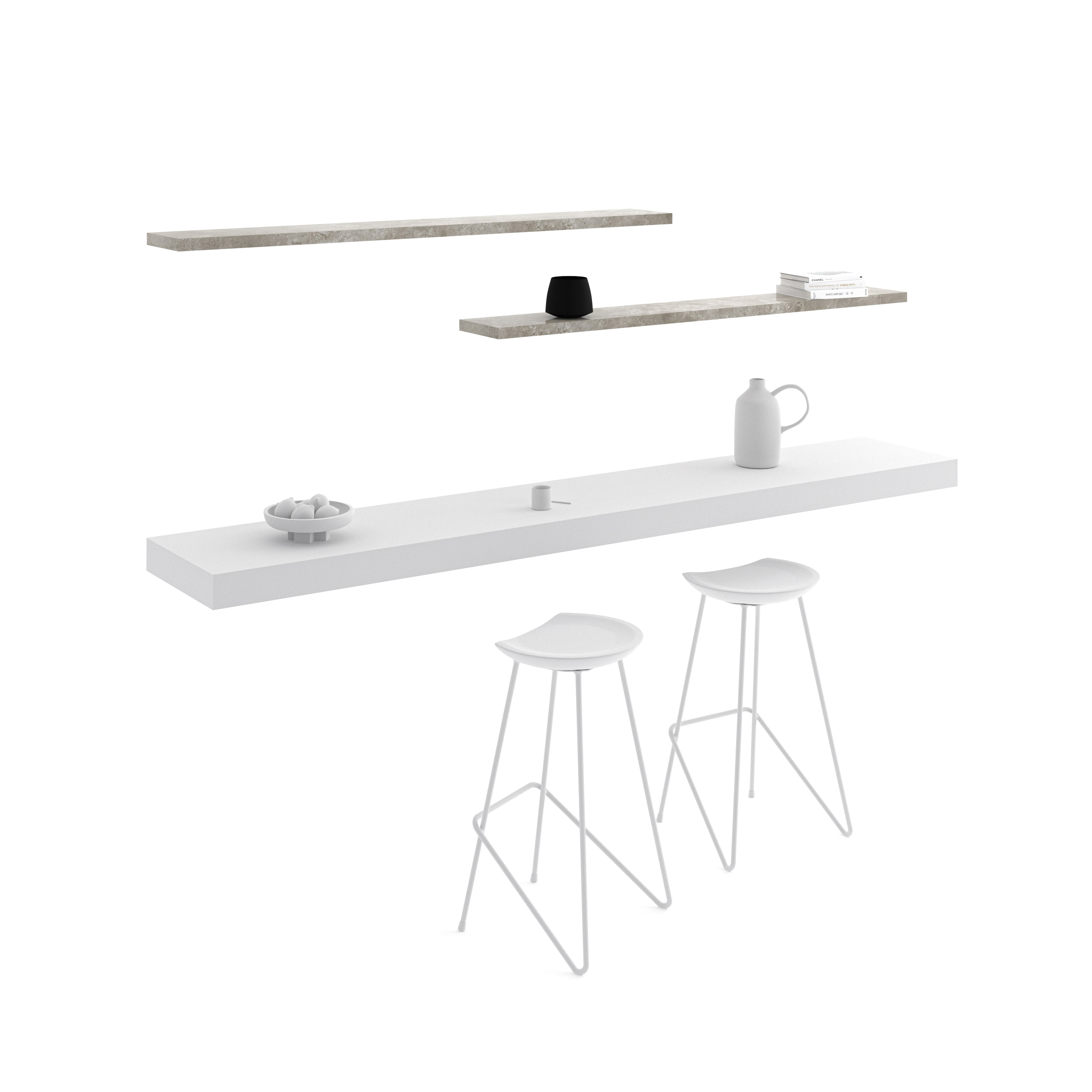 Kitchen Shelf wall-mounted configurable shelf unit in porcelain ...