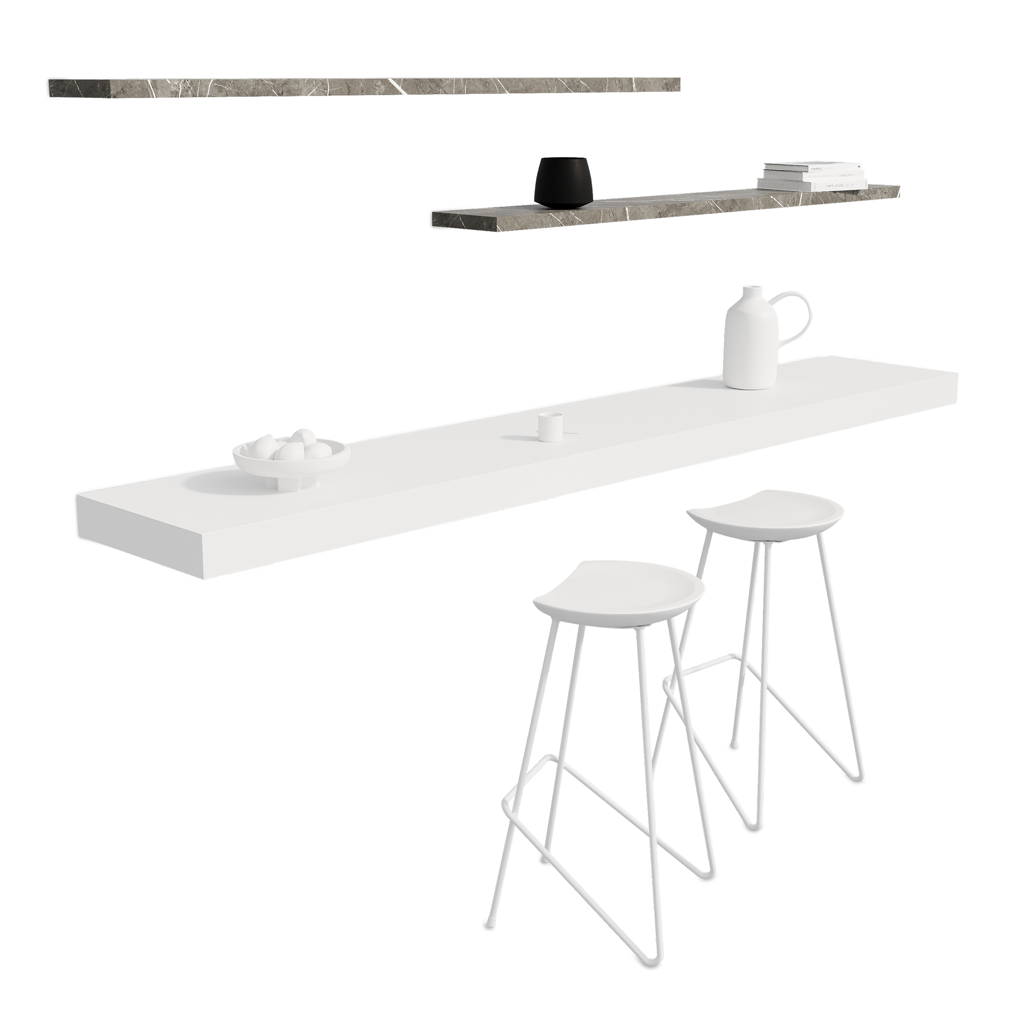 Kitchen Shelf wall-mounted configurable shelf unit in porcelain ...